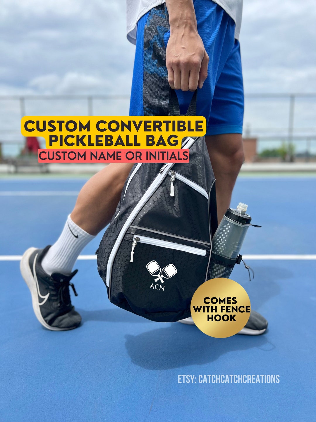 Custom Pickleball Bag With Fence Hook Personalized Pickleball Paddle ...