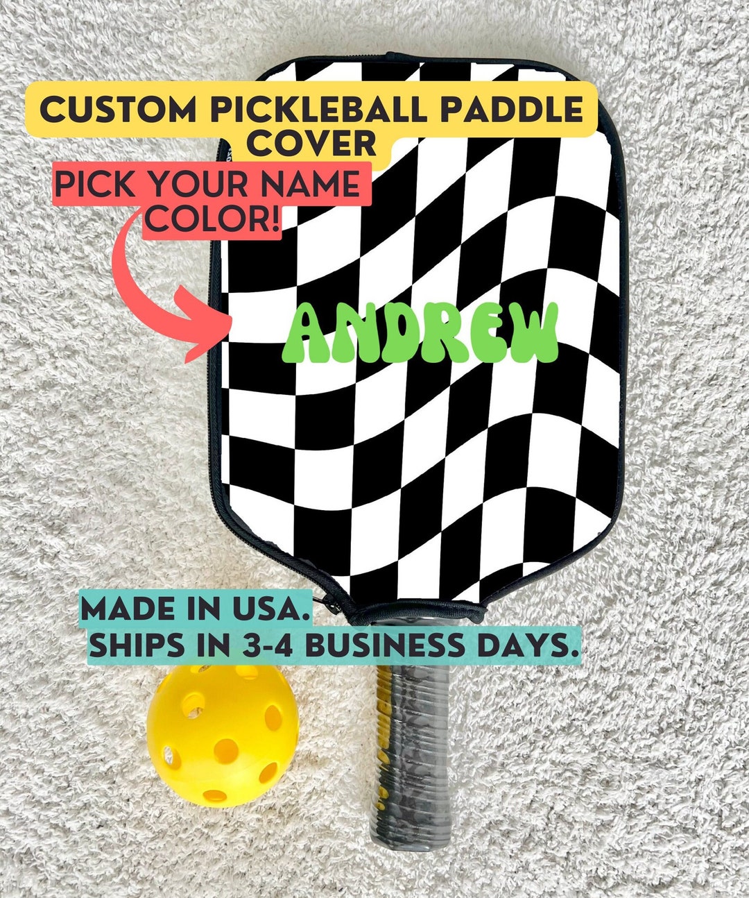 Personalized Retro Pickleball Paddle Cover Custom Pickleball Cover ...