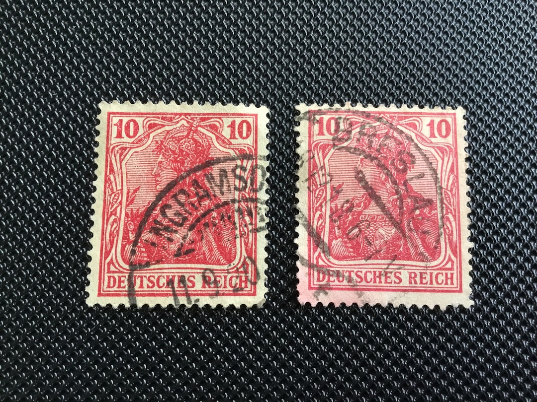Germania 10 Pfennig Postage Stamps 1905-1919, Losenges Watermark, 2 ...