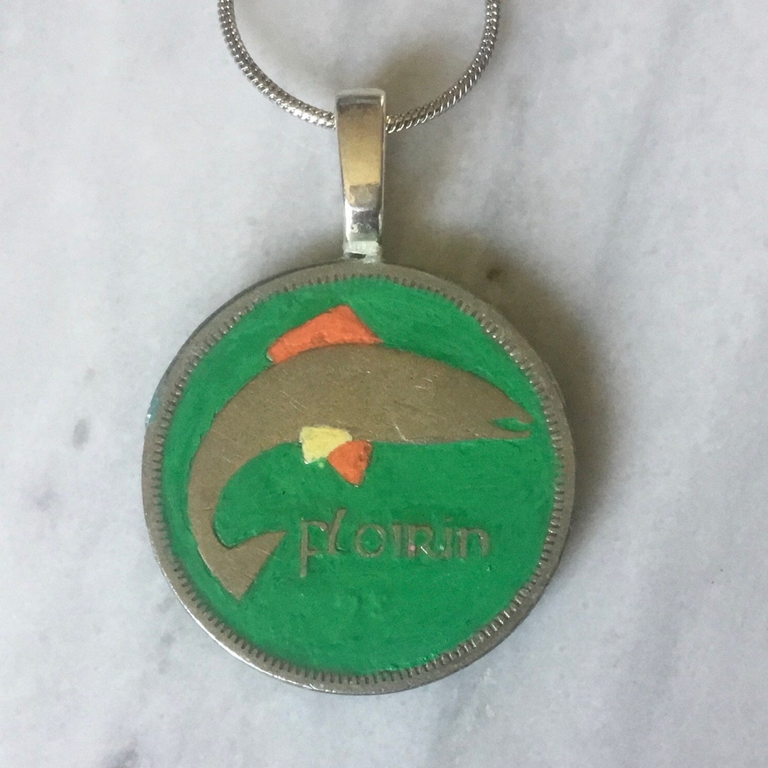 Coin Jewelry, Coin Pendant Necklace, Painted Coins, Hand Painted Irish ...