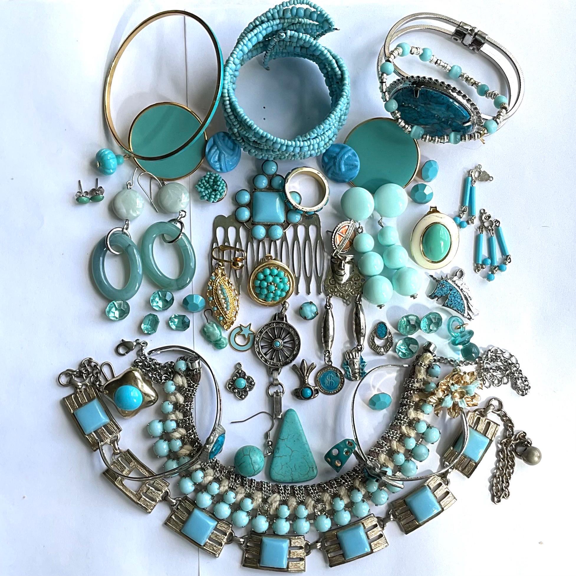 Lot of Vintage Light Blue Costume Jewelry Some Modern - Etsy