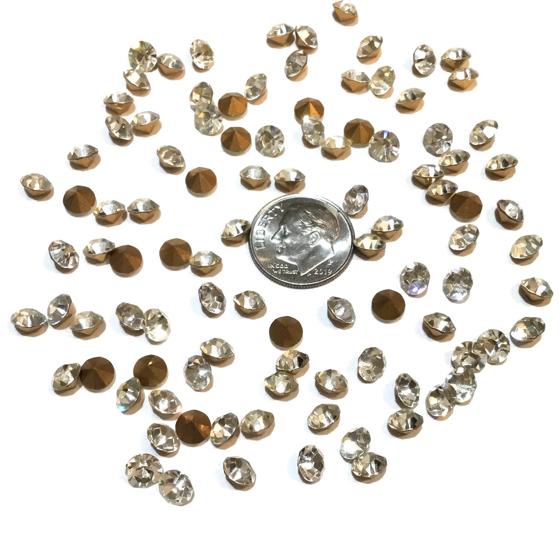 Vintage Swarovski SS24 Chaton Rhinestones. Crystal Color. Gold Foiled ...