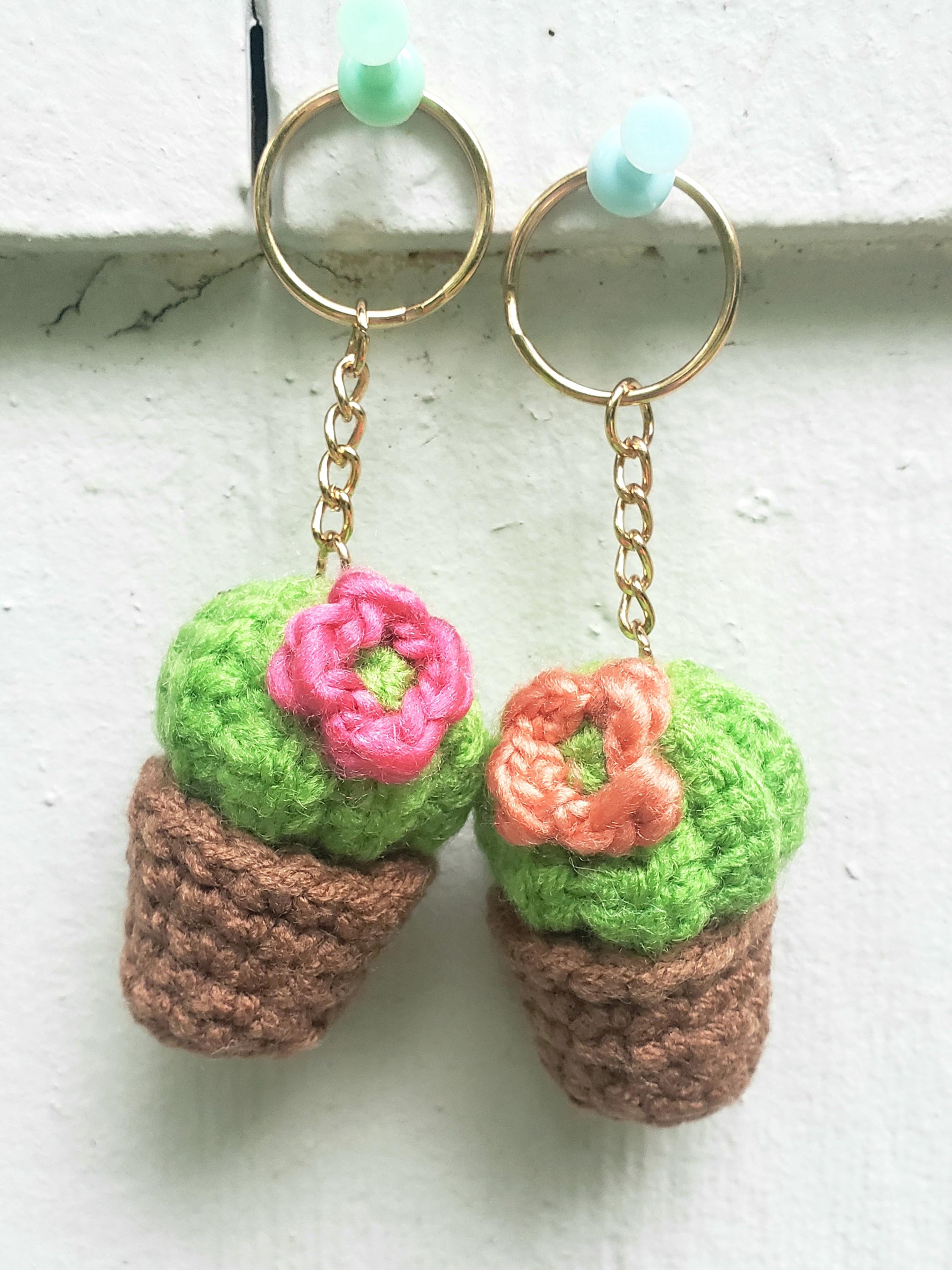 Cactus Pot Keychain - Etsy