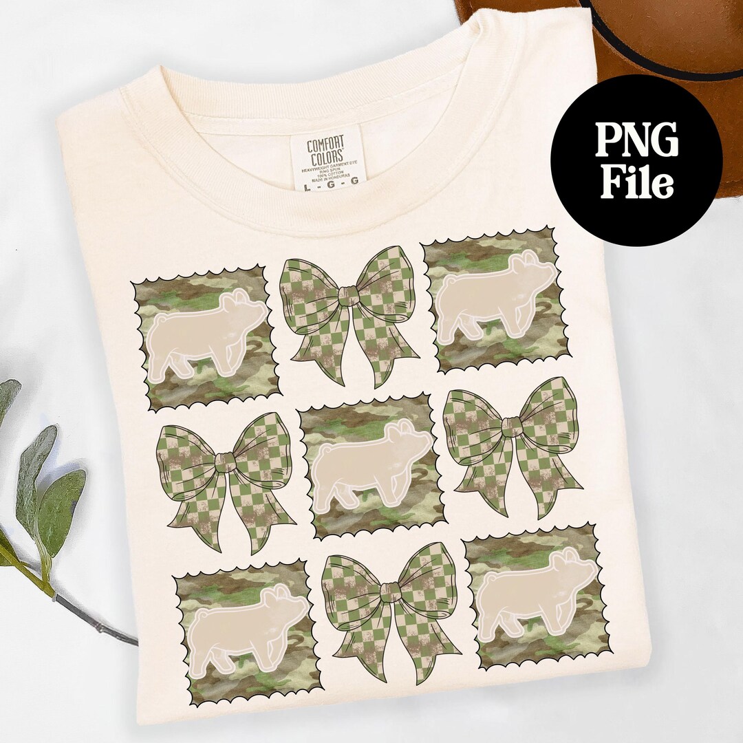 Camo Checkered Pig PNG: County Fair Swine Graphic, Hog Sublimation ...