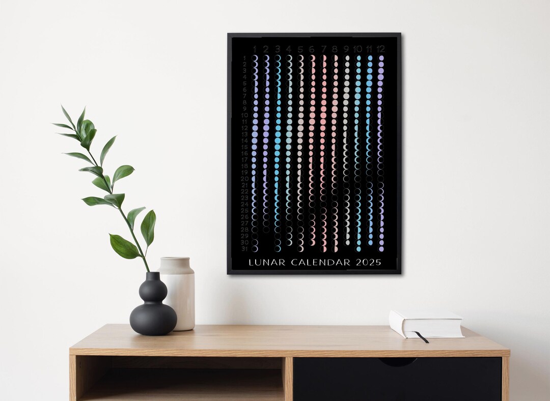 2025 Lunar Phases Calendar, Minimalist Moon Phases Wall Calendar ...