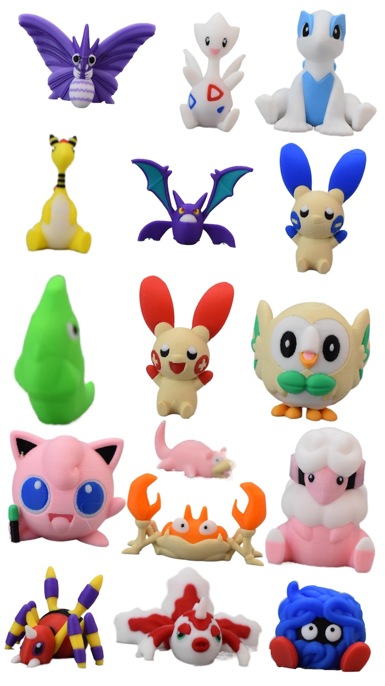 3D Printed Pokemon Miniatures, Valentines Day Gift - Etsy