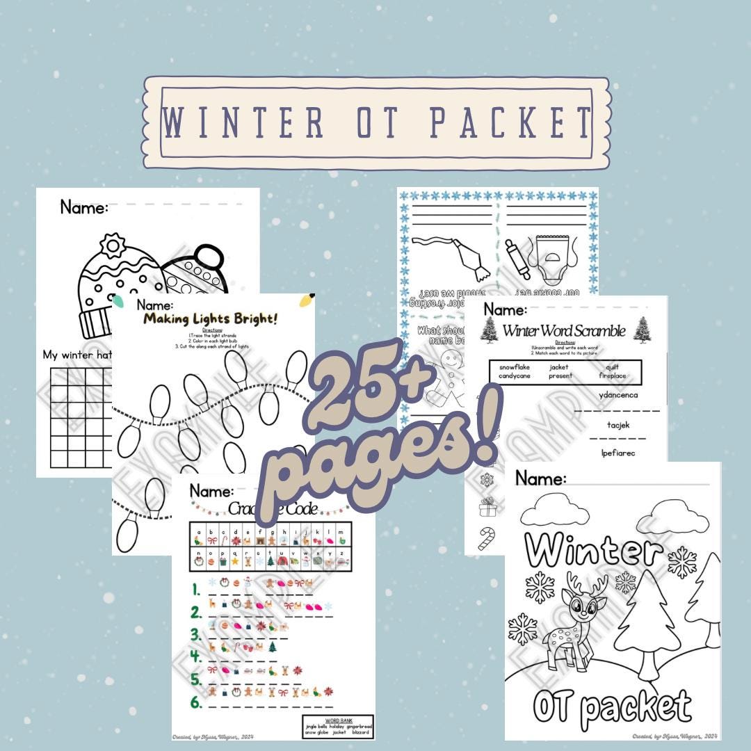 Winter Pediatrics Handwriting, Coloring, and Cutting Packet - Etsy