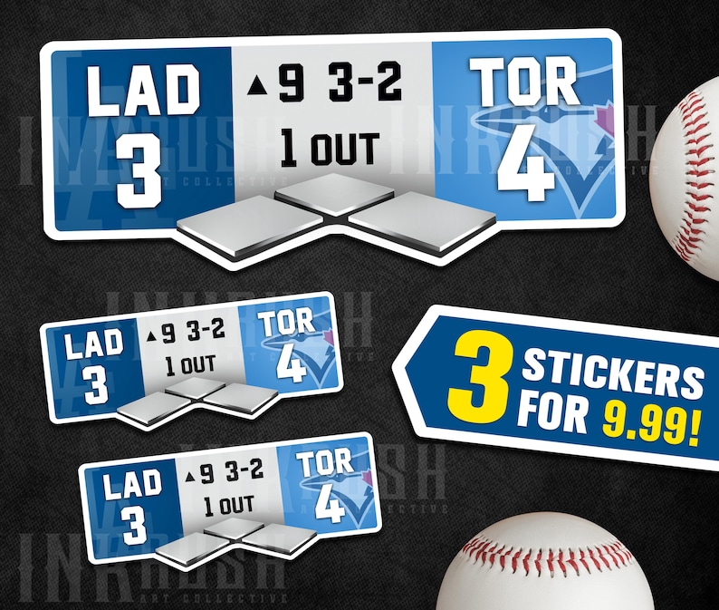 World Series Scoreboard Sticker Set: Dodgers Vs Blue Jays, Vinyl ...