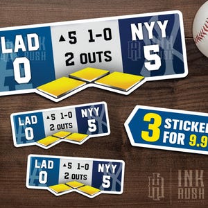 World Series Baseball Sticker Set: 5th Inning, Water Resistant Vinyl - Etsy