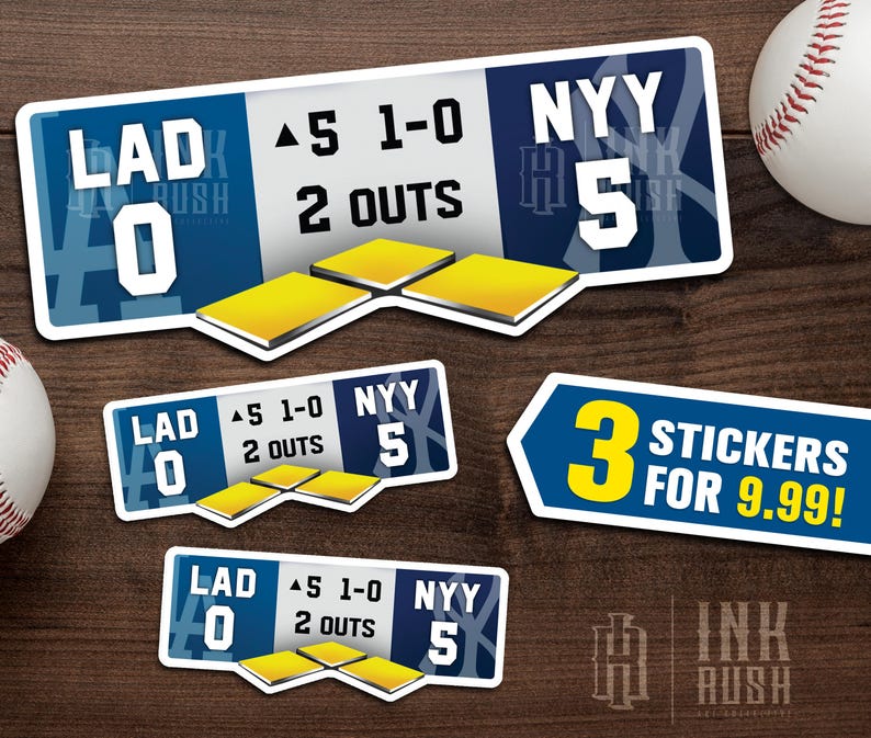 World Series Baseball Sticker Set: 5th Inning, Water Resistant Vinyl - Etsy