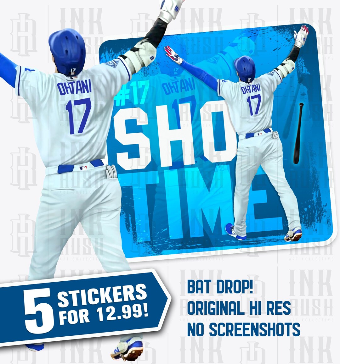Ohtani Bat Drop Baseball Player Kiss-cut Vinyl Decals, Sporty Wall ...