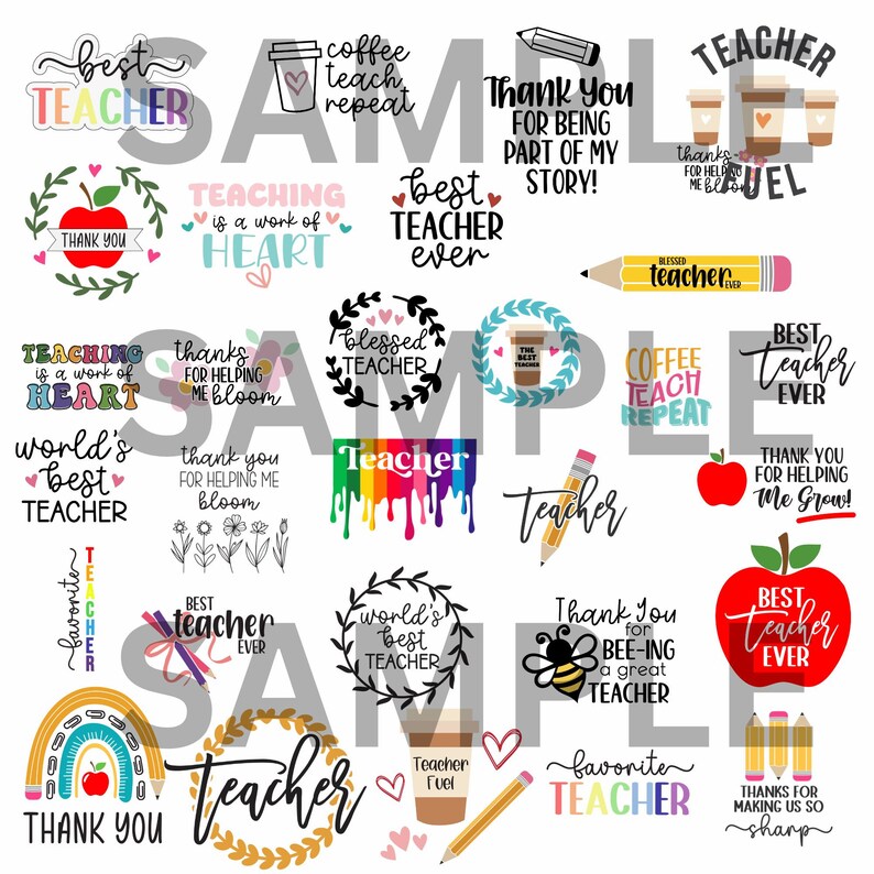 Teacher Appreciation Clipart (30 Pack) - Etsy