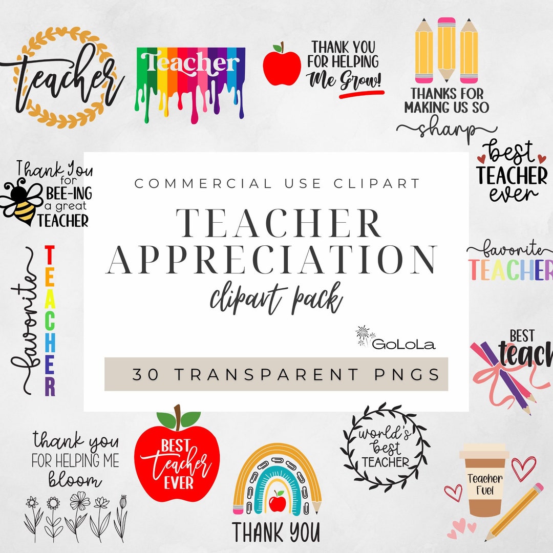 Teacher Appreciation Clipart (30 Pack) - Etsy
