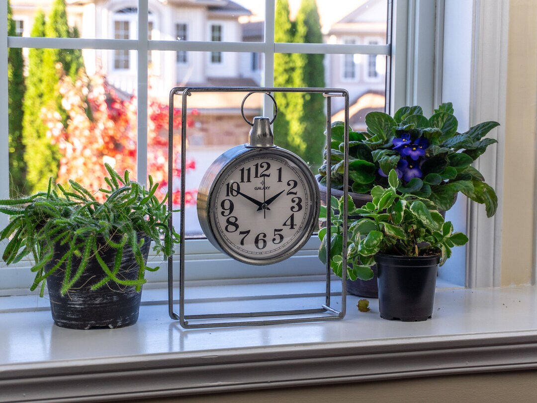 Silver Desk Clock, Table Clock, Classic Small Round Clock With ...