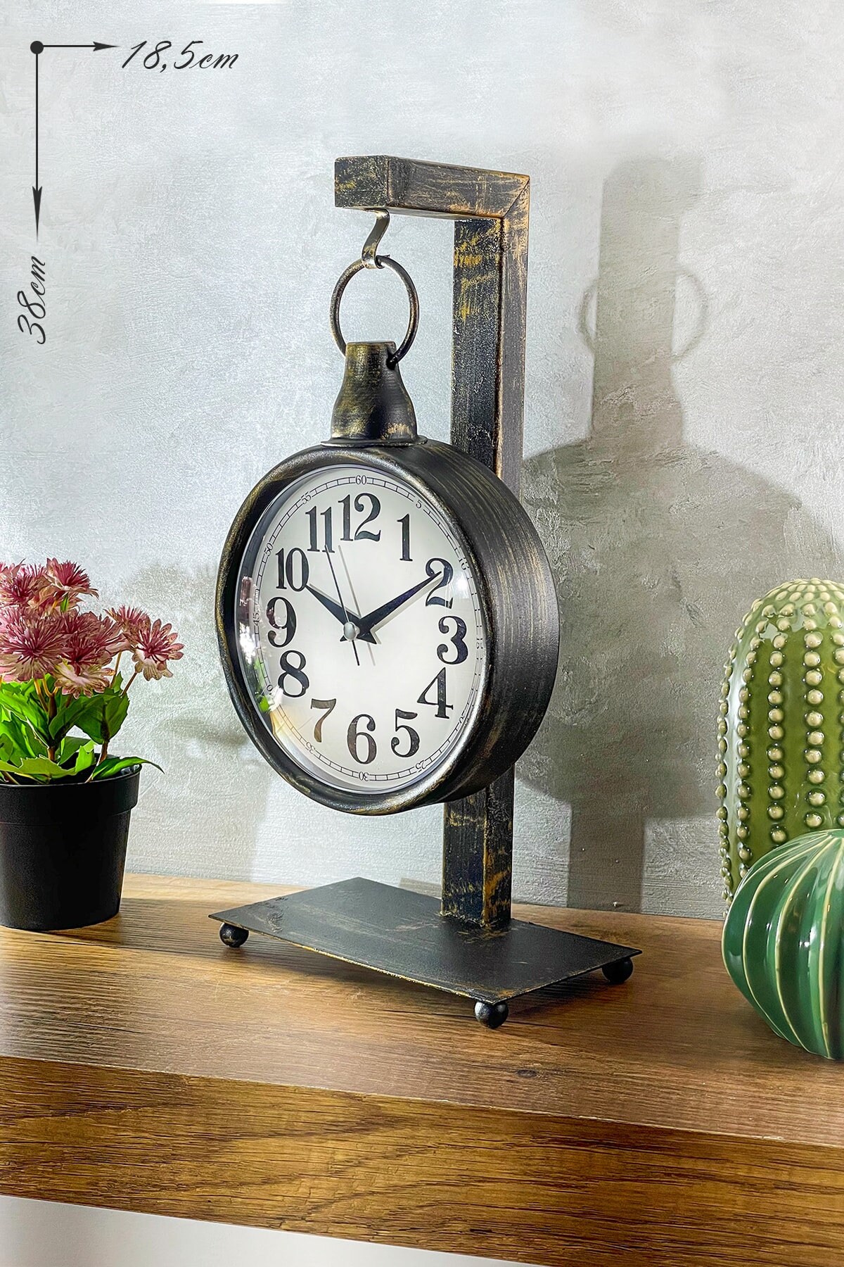 Black Gold Clock, Classic Small Round Table Clock, Silent Non Ticking ...