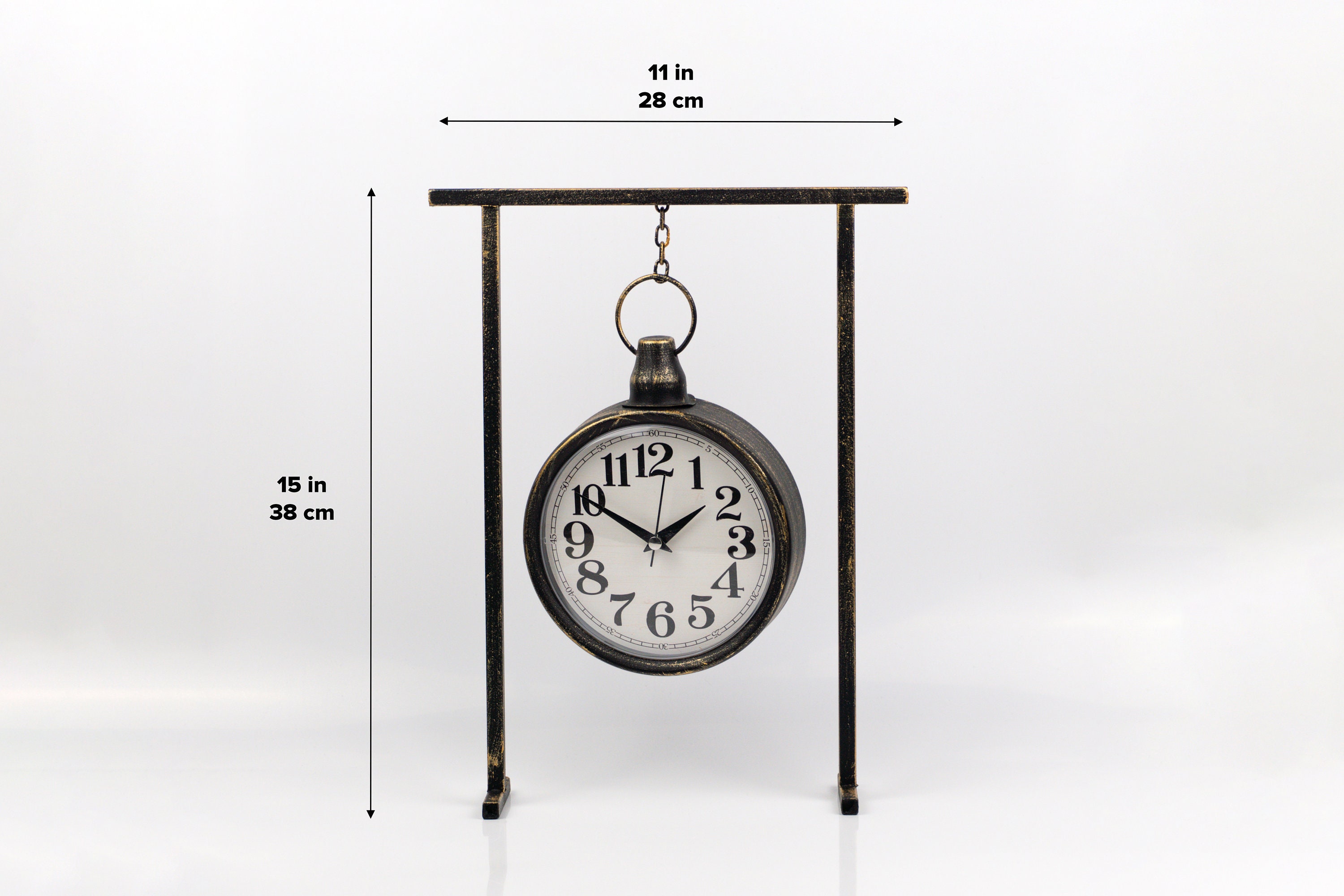 Black & Gold Desk Clock, Table Clock, Classic Small Round Clock With ...