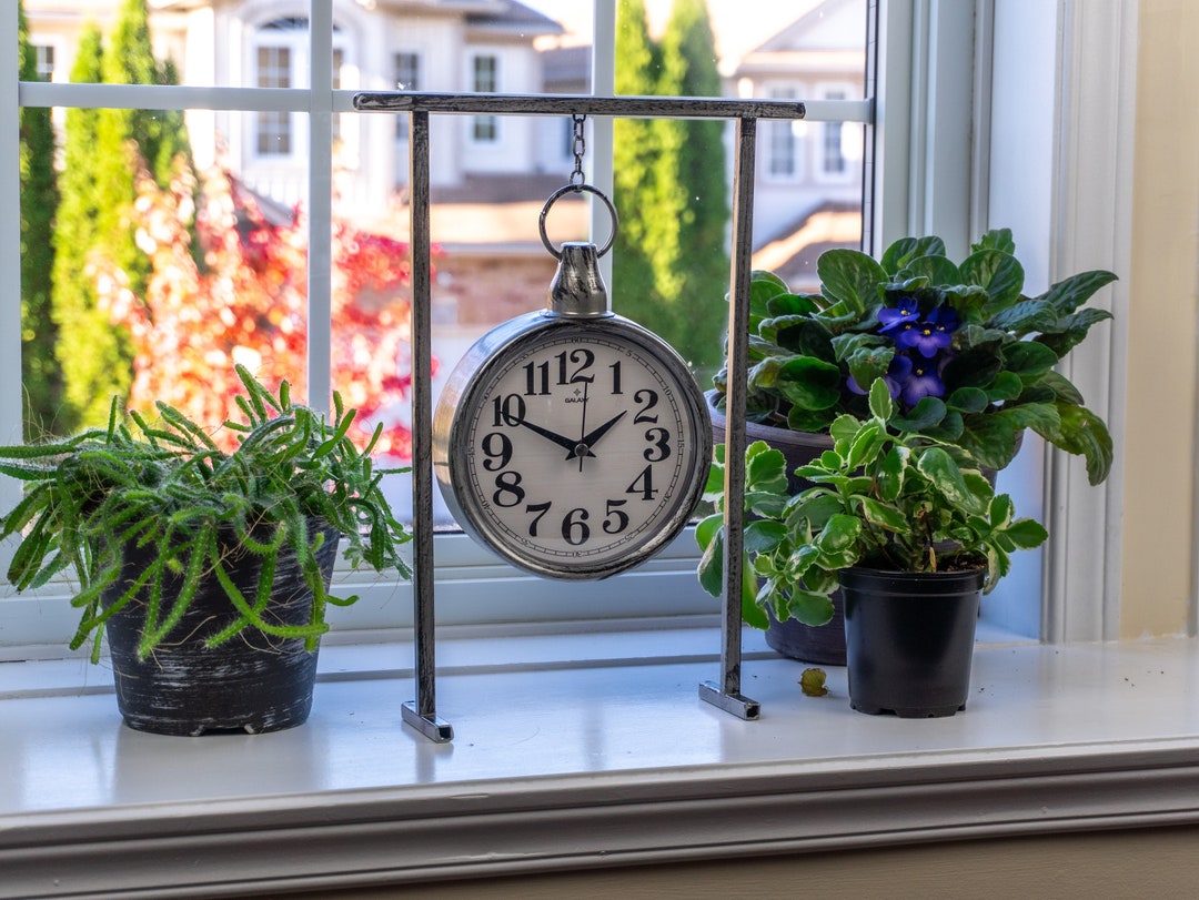 Silver Desk Clock, Table Clock, Classic Small Round Clock With ...