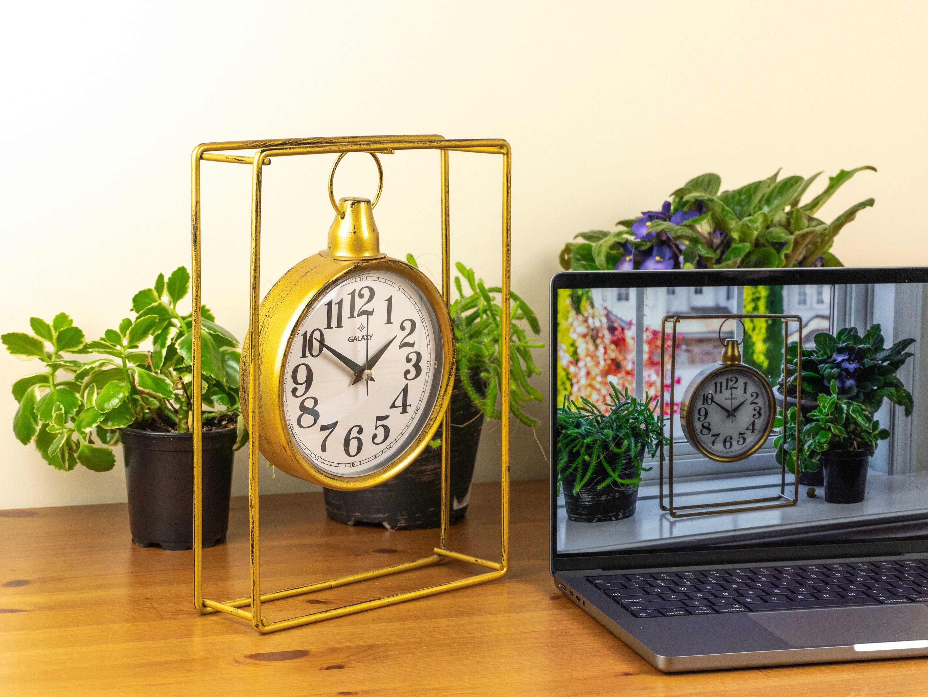 Gold Desk Clock, Table Clock, Classic Small Round Clock With ...