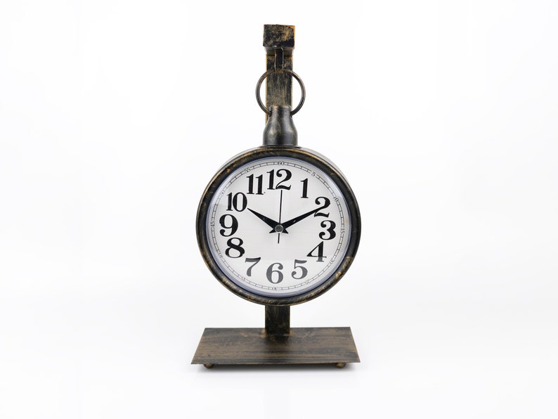 Black Gold Clock, Classic Small Round Table Clock, Silent Non Ticking ...