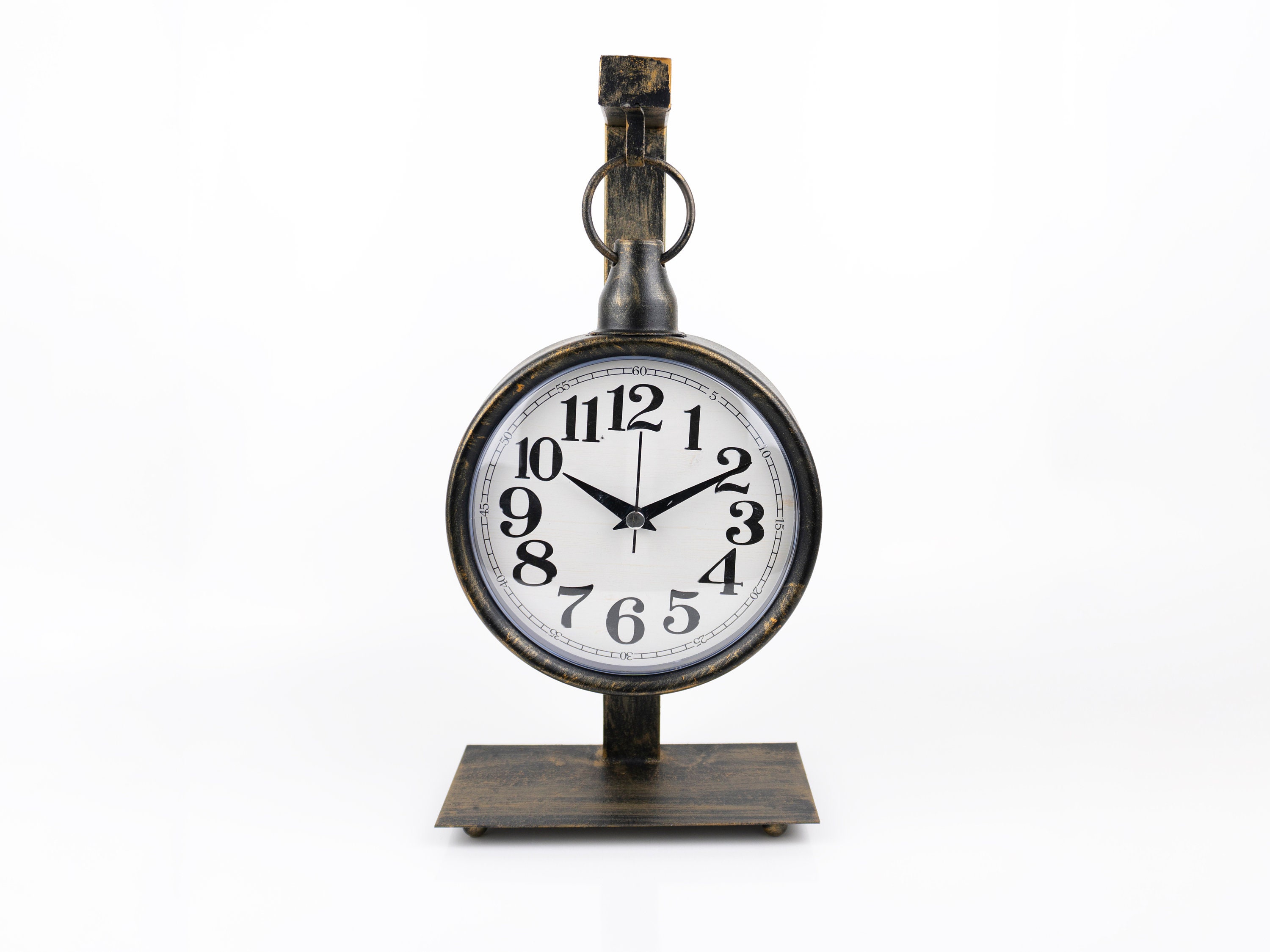 Black Gold Clock, Classic Small Round Table Clock, Silent Non Ticking ...