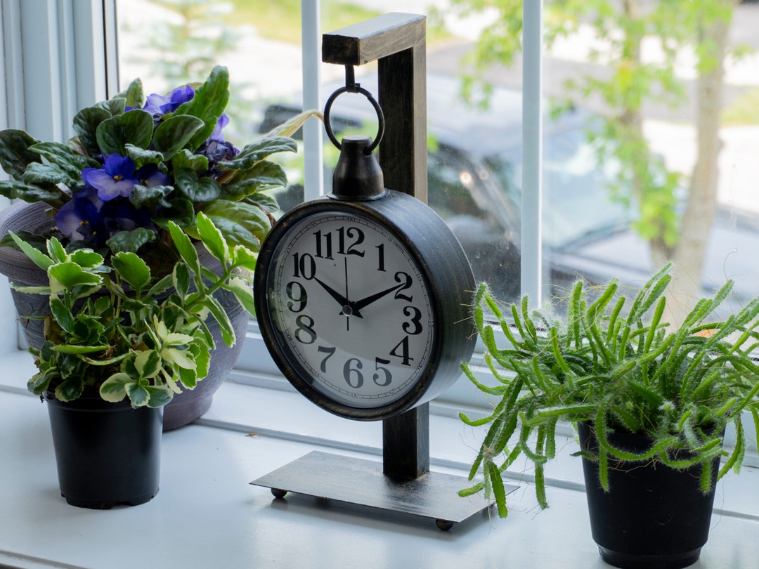 Black Gold Clock, Classic Small Round Table Clock, Silent Non Ticking ...