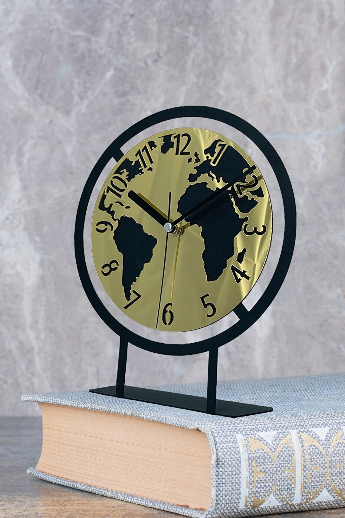 World Map Mirror Table Clock Classic Small Round Clock - Etsy