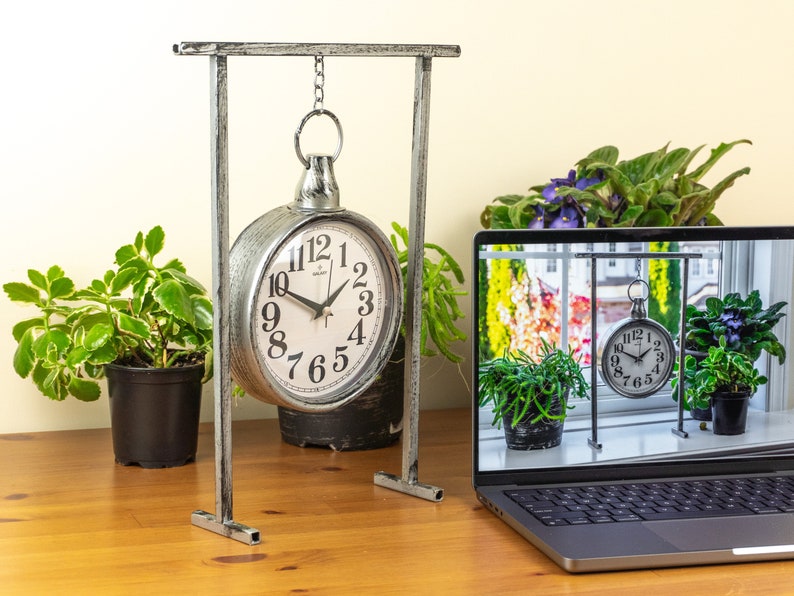 Silver Desk Clock, Table Clock, Classic Small Round Clock With ...