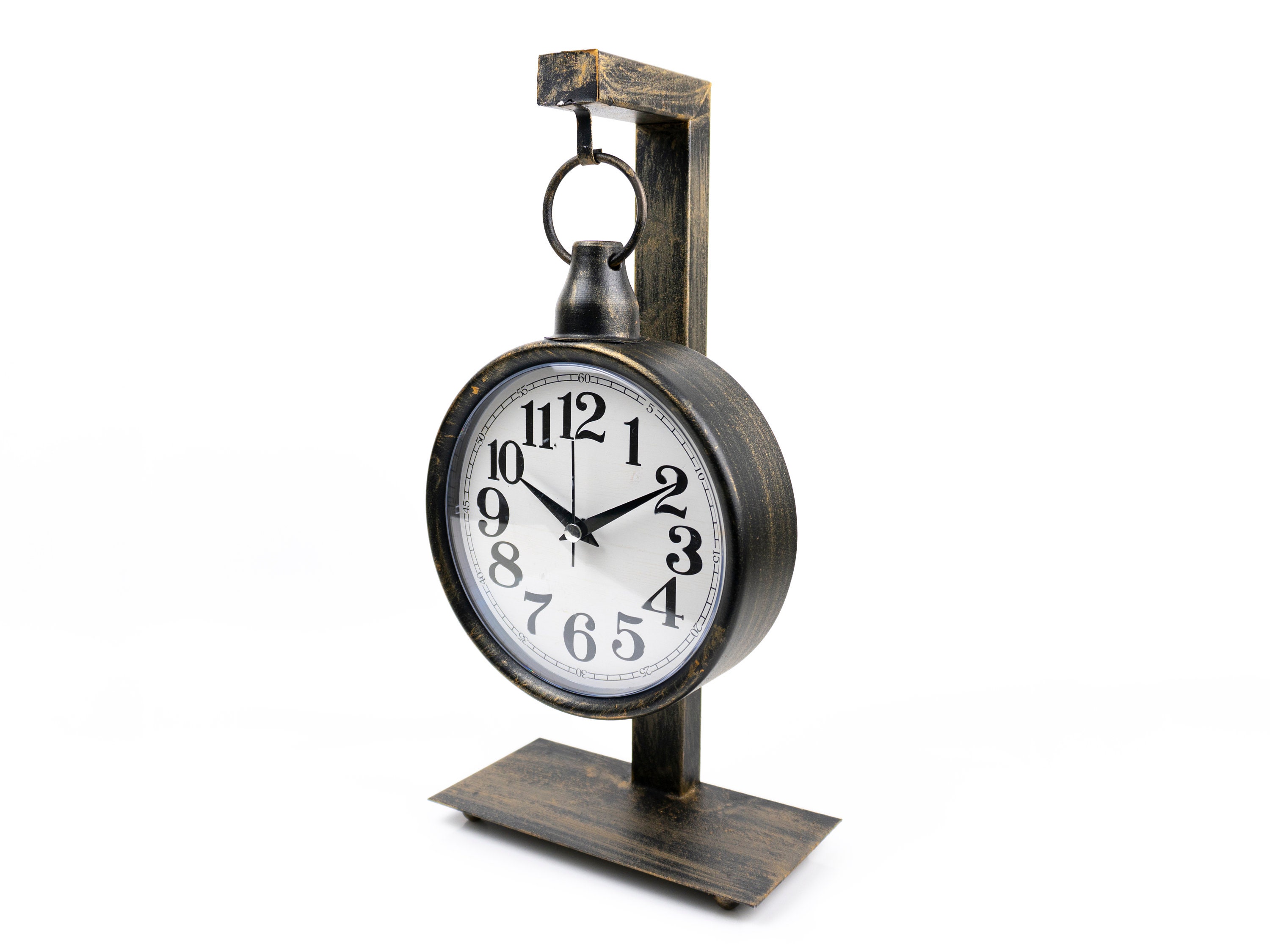 Black Gold Clock, Classic Small Round Table Clock, Silent Non Ticking ...