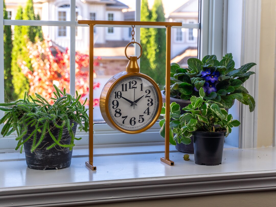 Gold Desk Clock Table Clock Classic Small Round Clock With - Etsy