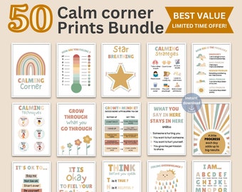 30 Calm Down Corner Posters Printable, Calm Corner Sign, Boho Calming ...