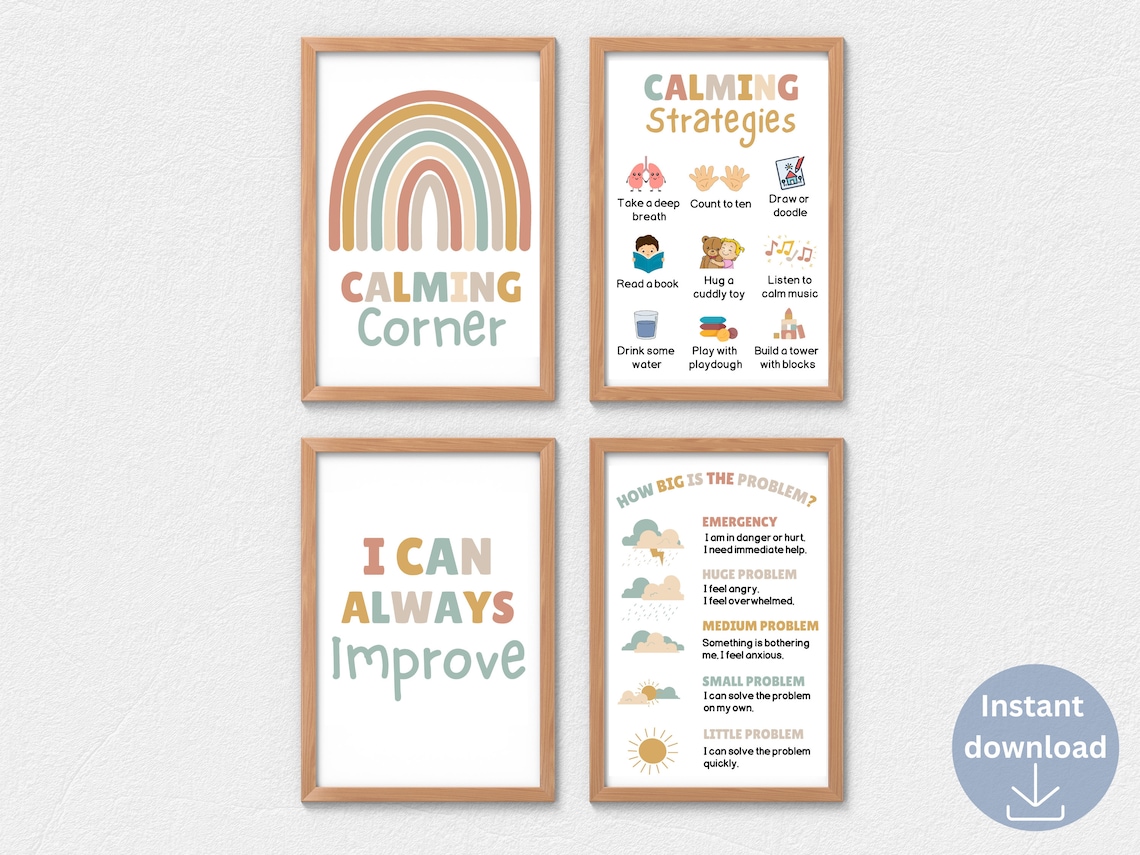 50 Boho Calming Corner Posters Printable, Calm Corner Sign, Calming ...