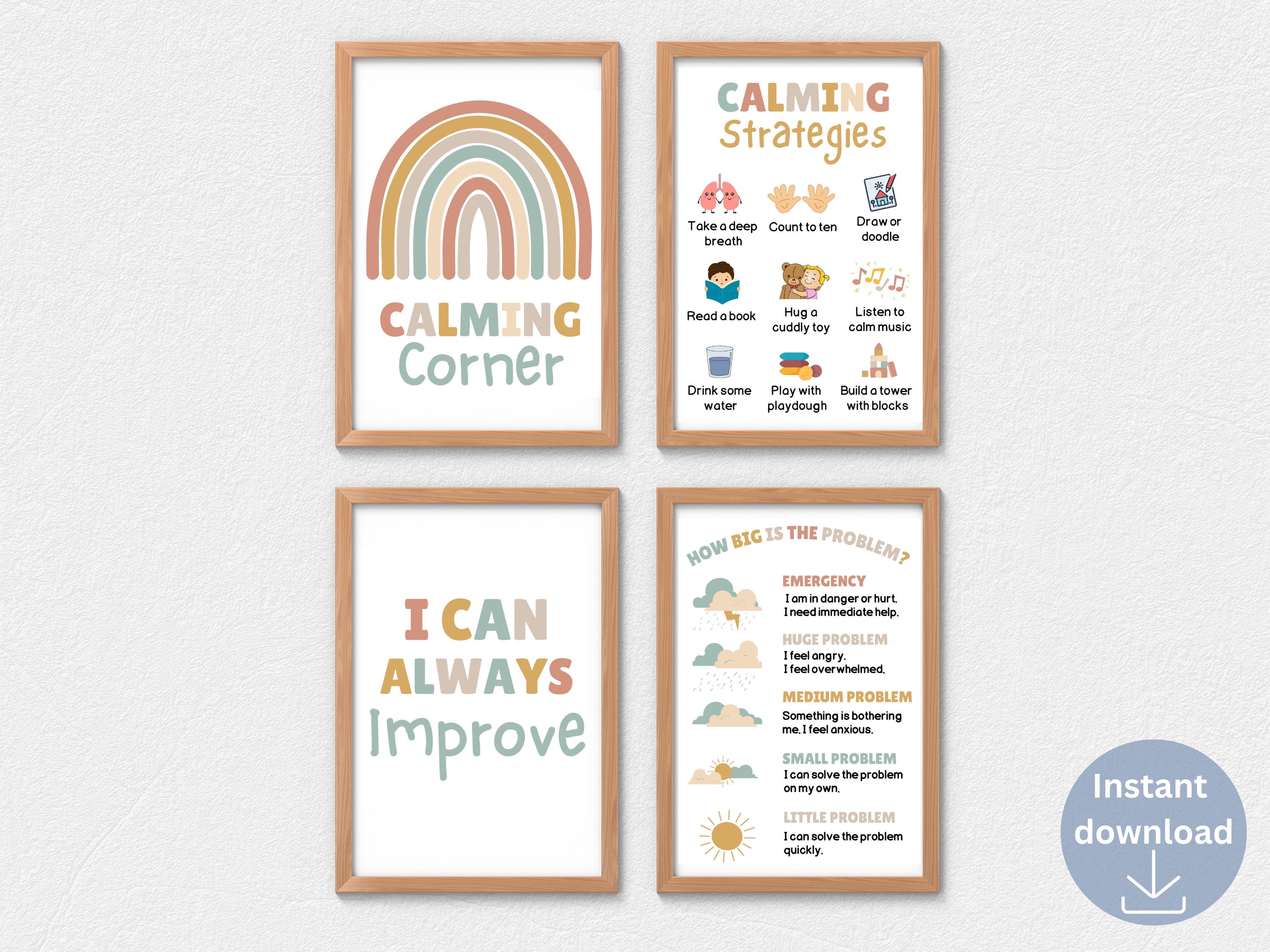 40 Boho Calming Corner Posters Printable, Calm Corner Sign, Calming ...
