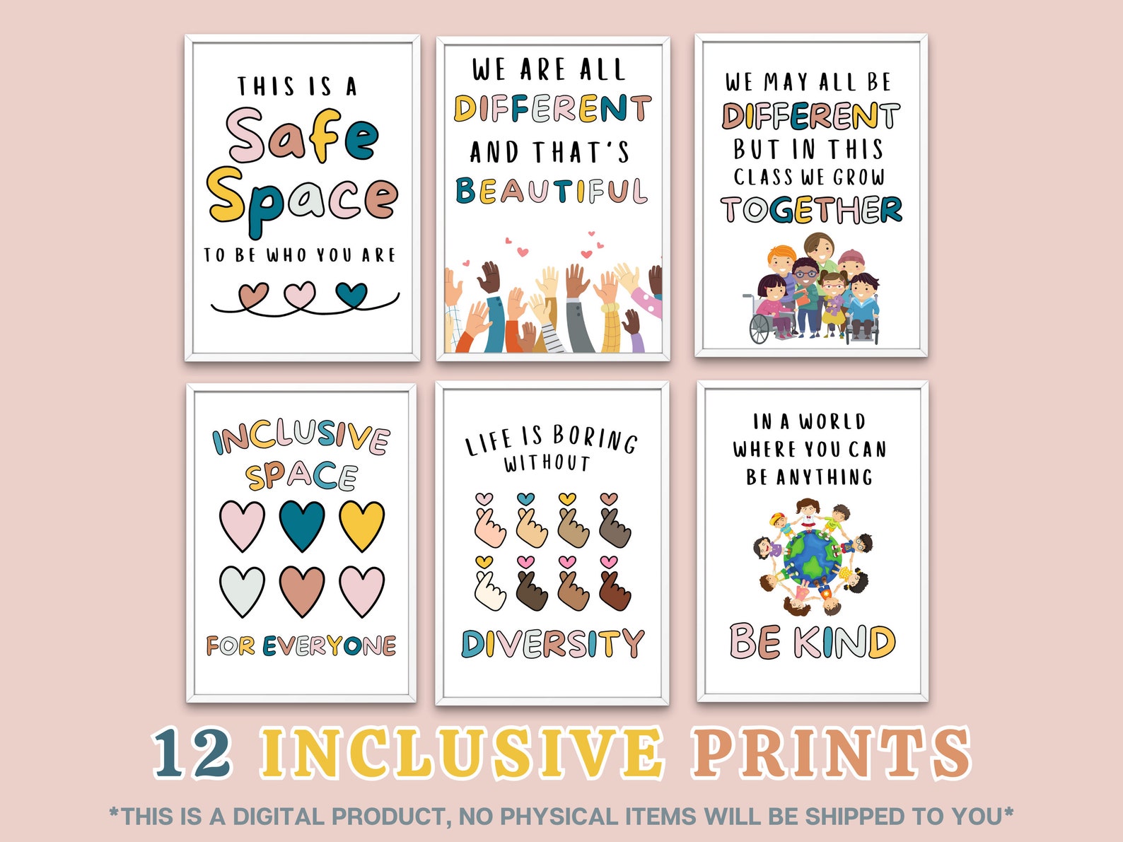 Set of 12 Inclusive Classroom Posters, School Counselor Office Decor ...