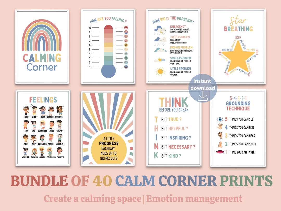 40 Calm Down Corner Posters Printable, Calming Classroom Posters, Calm ...