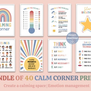 40 Calm Down Corner Posters Printable, Calming Classroom Posters, Calm ...