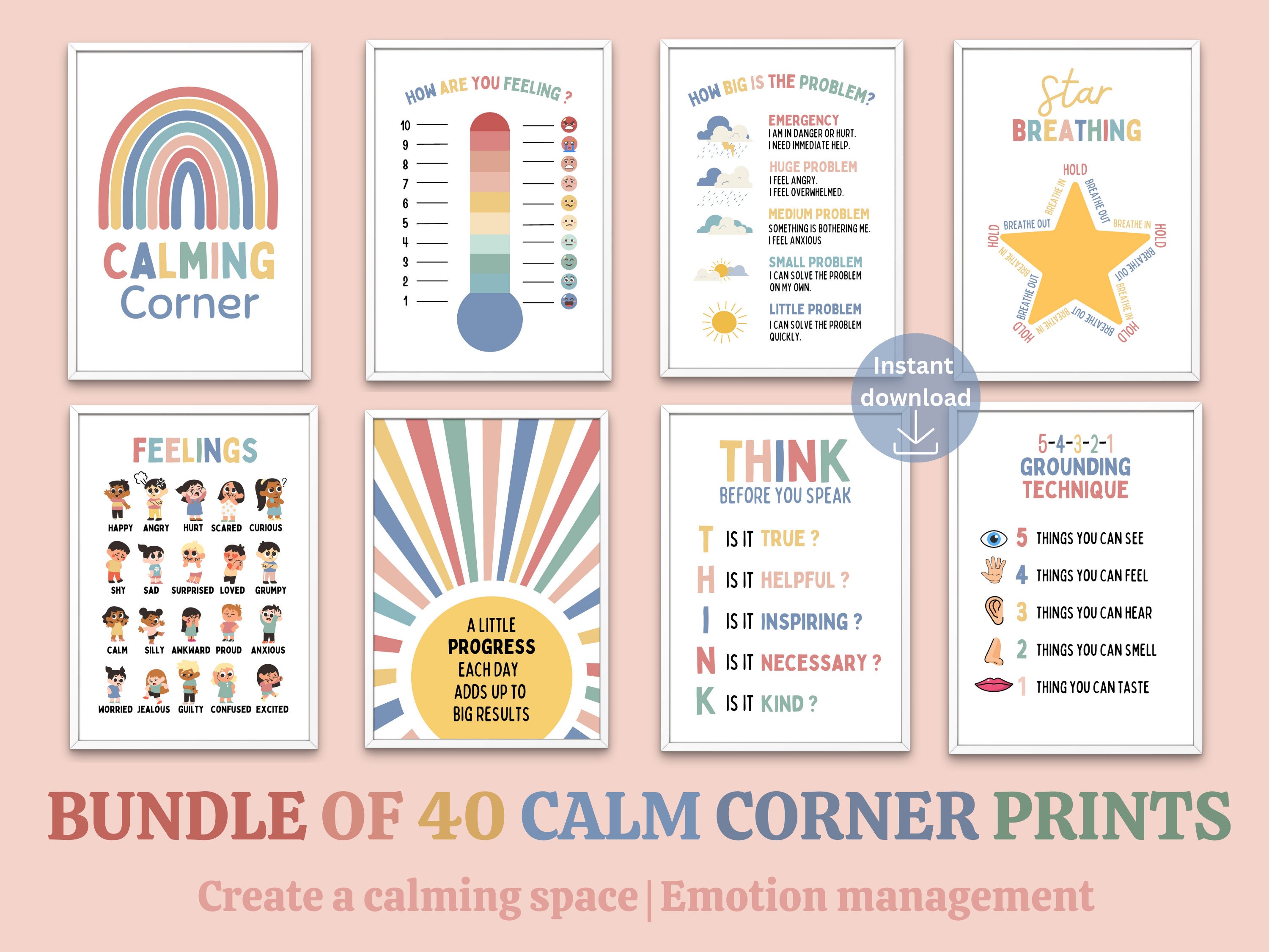 40 Calm Down Corner Posters Printable, Calming Classroom Posters, Calm ...