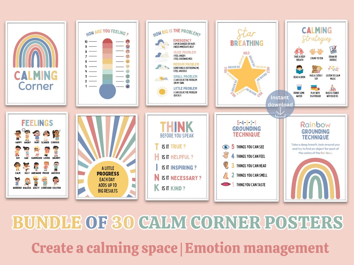 30 Calm Down Corner Posters Printable Calm Corner Sign Boho - Etsy