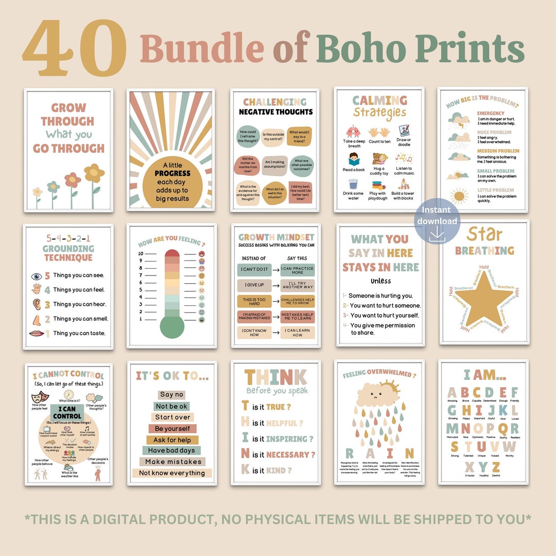 40 Boho School Counselor Posters, School Psychology Office Decor Poster ...