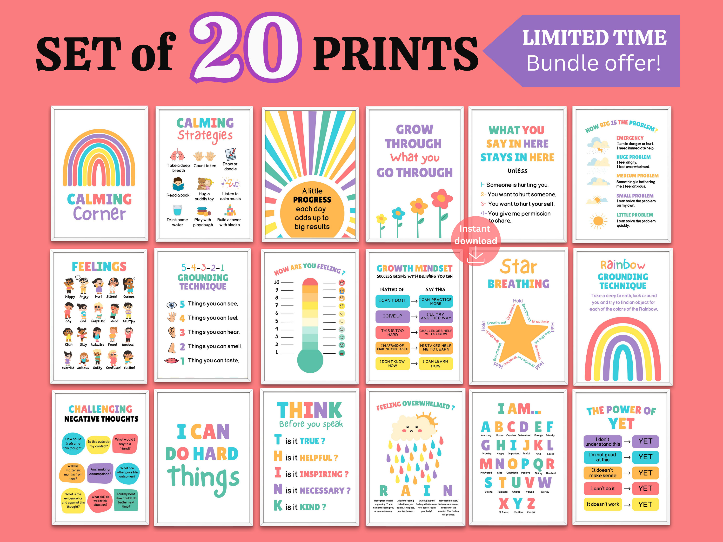 20 Calming Corner Posters Printable, Calm Corner Sign, Calm Down Corner ...