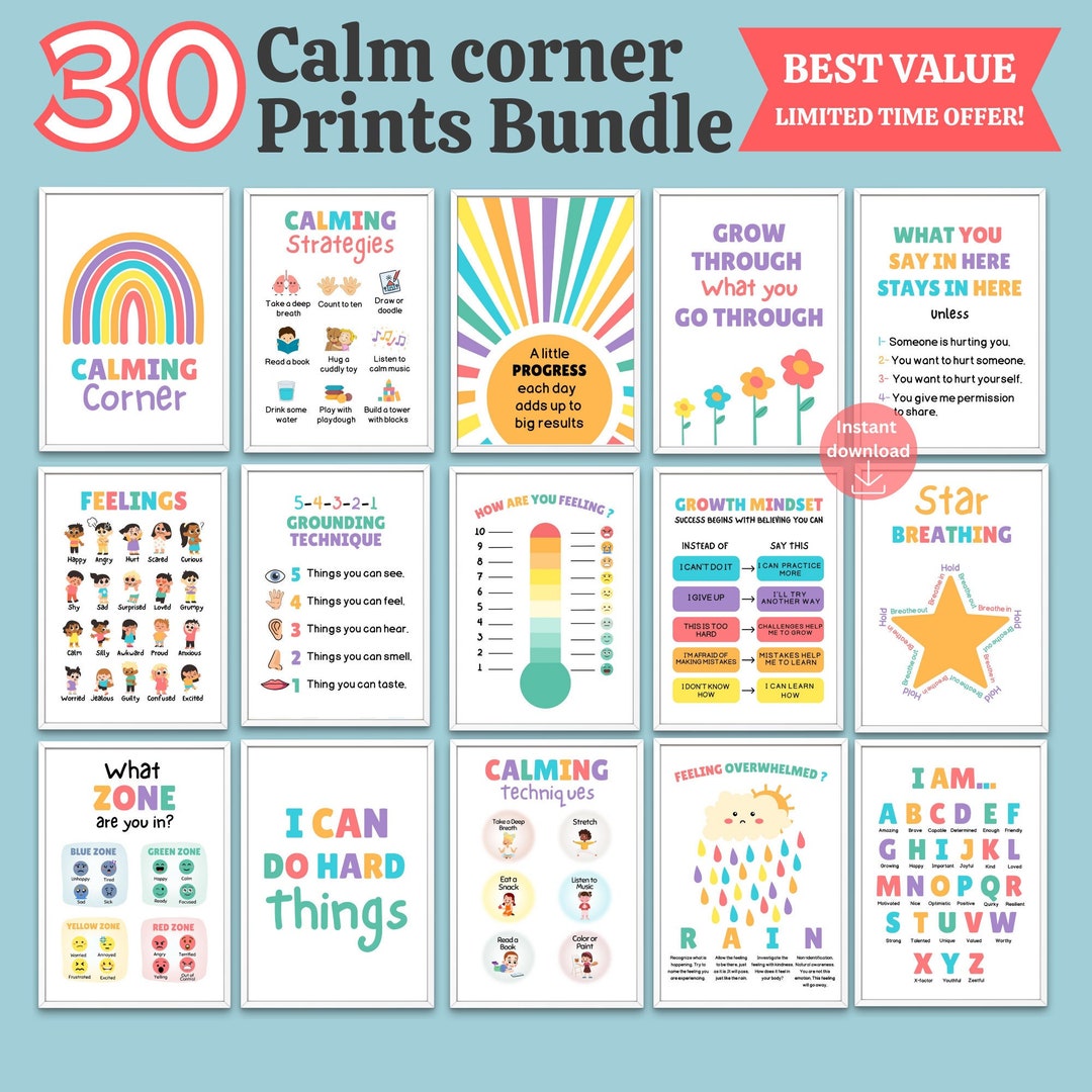 30 Calm Corner Posters: Create a Calm Down Corner With Calming ...