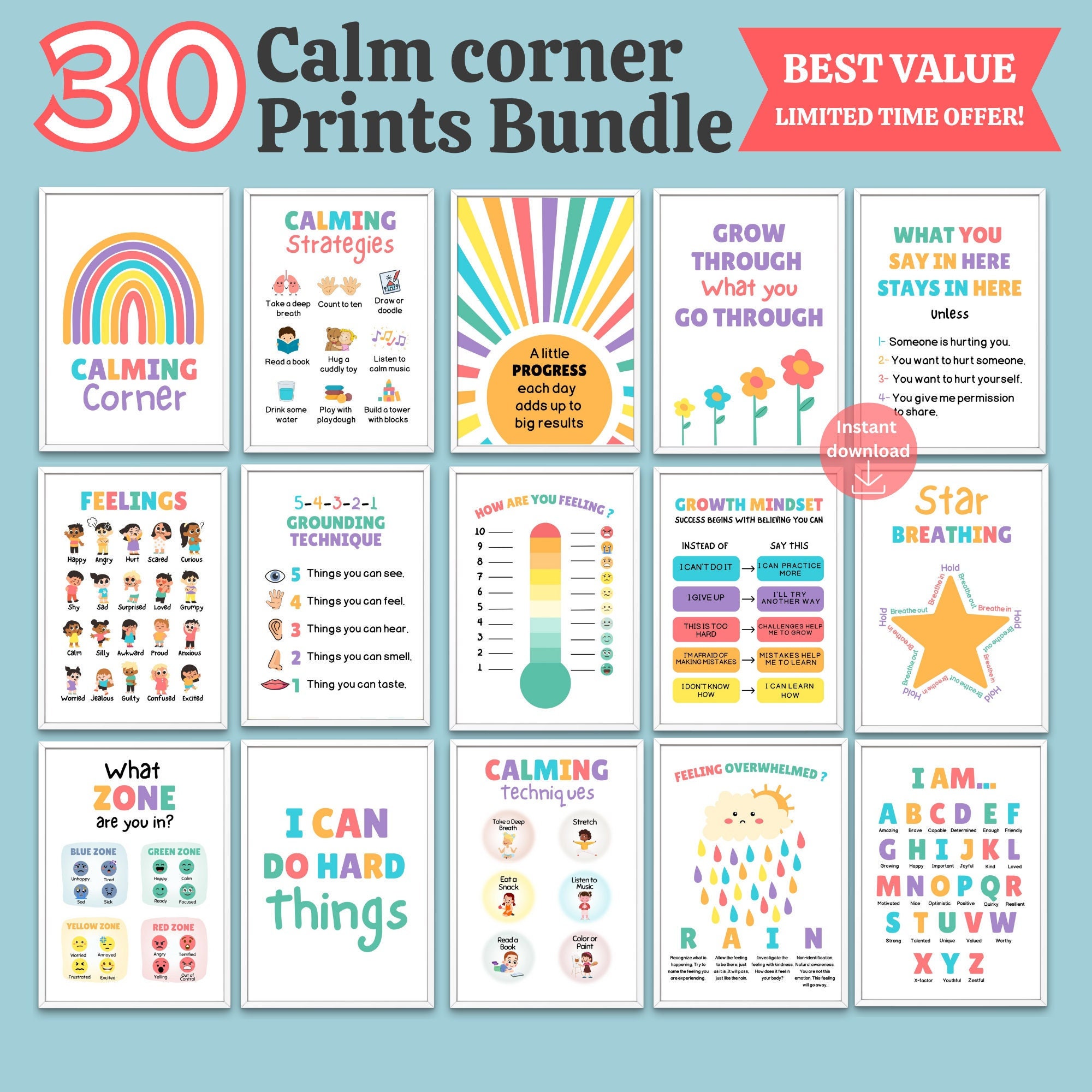 30 Calm Corner Posters: Create a Calm Down Corner With Calming - Etsy