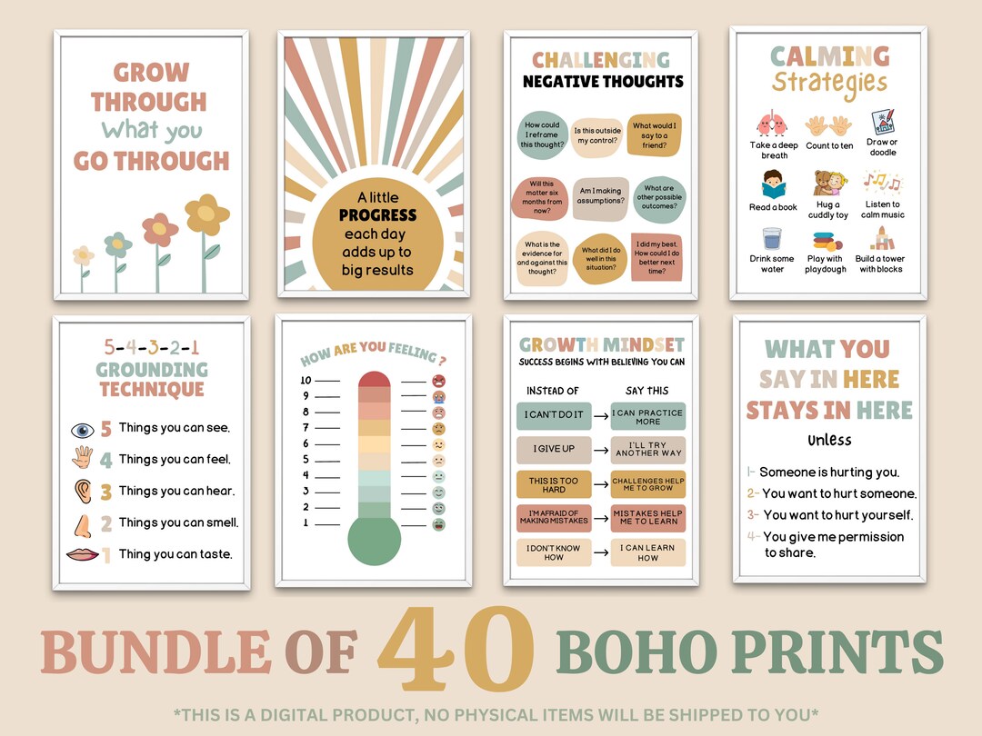 40 Boho School Counselor Posters, School Psychology Office Decor Poster ...