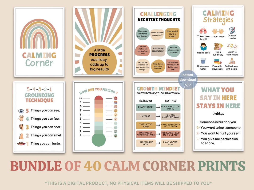 Calm Corner Bundle: 30 Calm Down Posters for a Peaceful Classroom, Calm ...