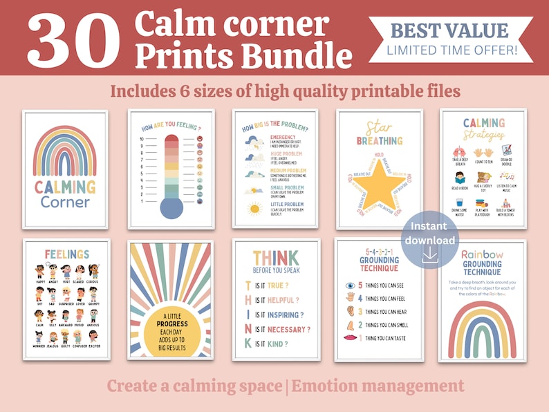 30 Calm Down Corner Posters Printable Calm Corner Sign Boho - Etsy