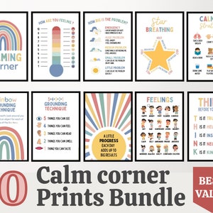 10 Calm Down Corner Posters Sign Kit Calming Decor Print Counselor ...