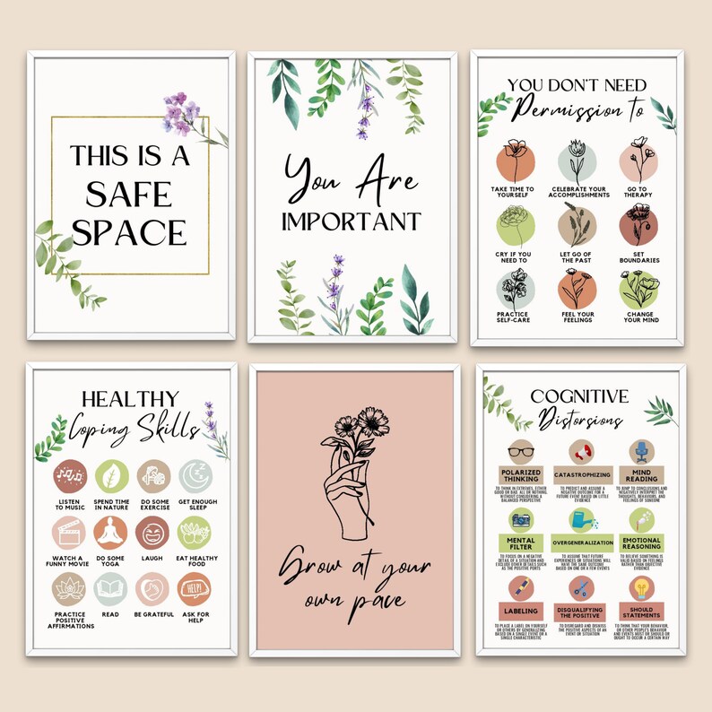 20 Mental Health Posters, Therapist Office Decor, School Counselor ...