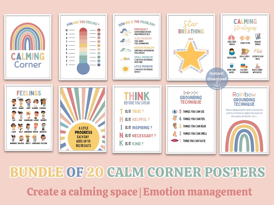 20 Calm Down Corner Poster Beruhigendes Dekor Druck Counselor Office ...