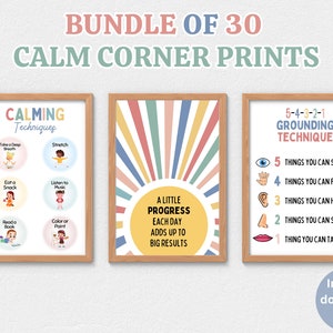 30 Calm Down Corner Posters Printable, Calm Corner Sign, Boho Calming ...