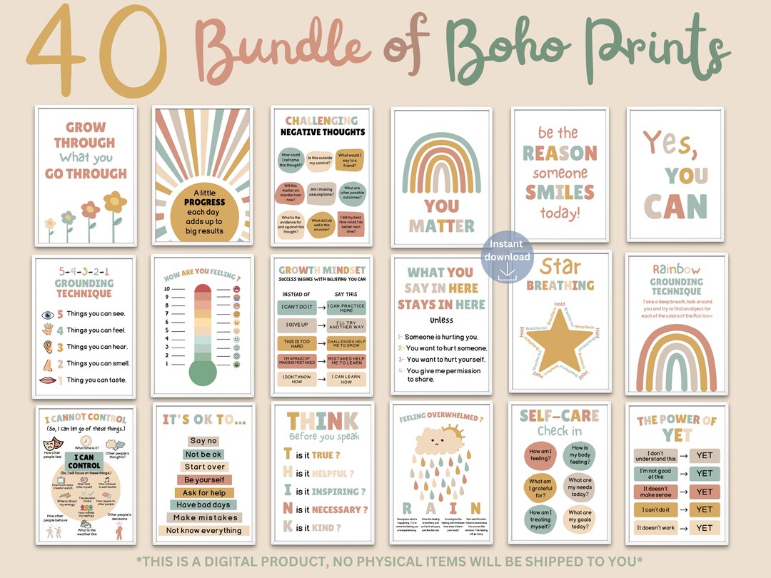 40 Boho School Counselor Posters, School Psychology Office Decor Poster ...