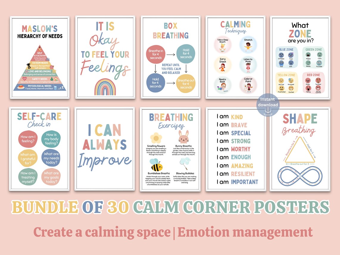 30 Calm Down Corner Posters Printable Calm Corner Sign Boho - Etsy